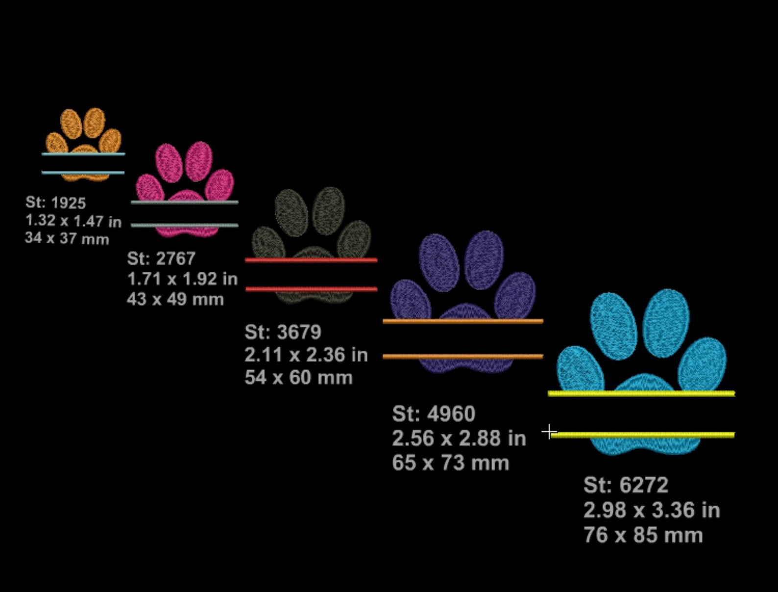 Paw Print Embroidery Design Dog Paw SET Animal Paw Machine | Etsy
