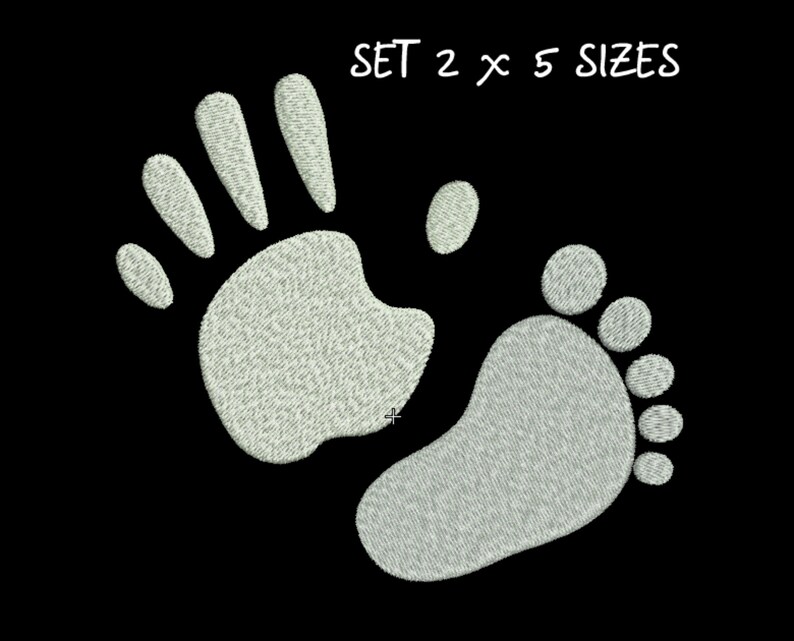 Set Foot Print Machine Embroidery Designs Hand Print Baby Foot | Etsy
