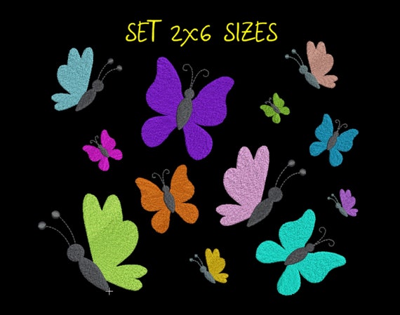Butterfly Embroidery Design Butterflies Set Embroidery Designs - Etsy