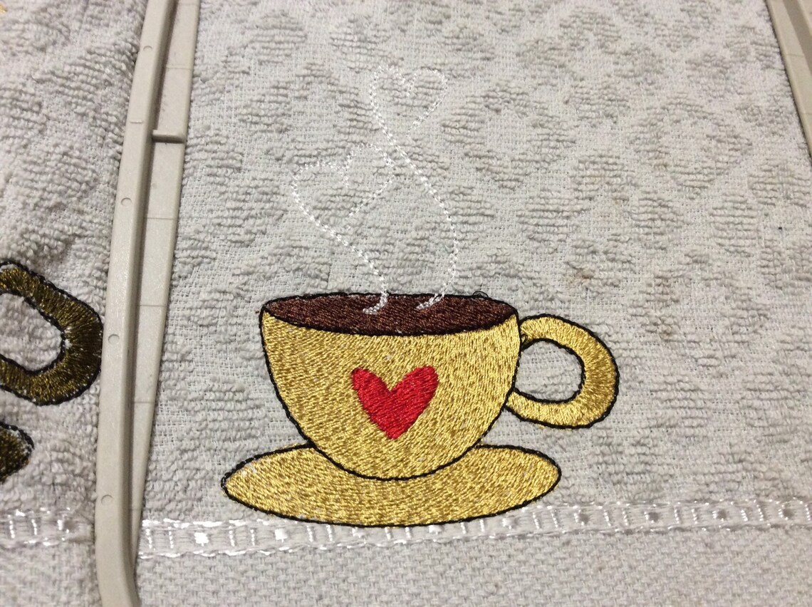 Coffee Cup Embroidery Design Coffee Lover Machine Embroidery - Etsy