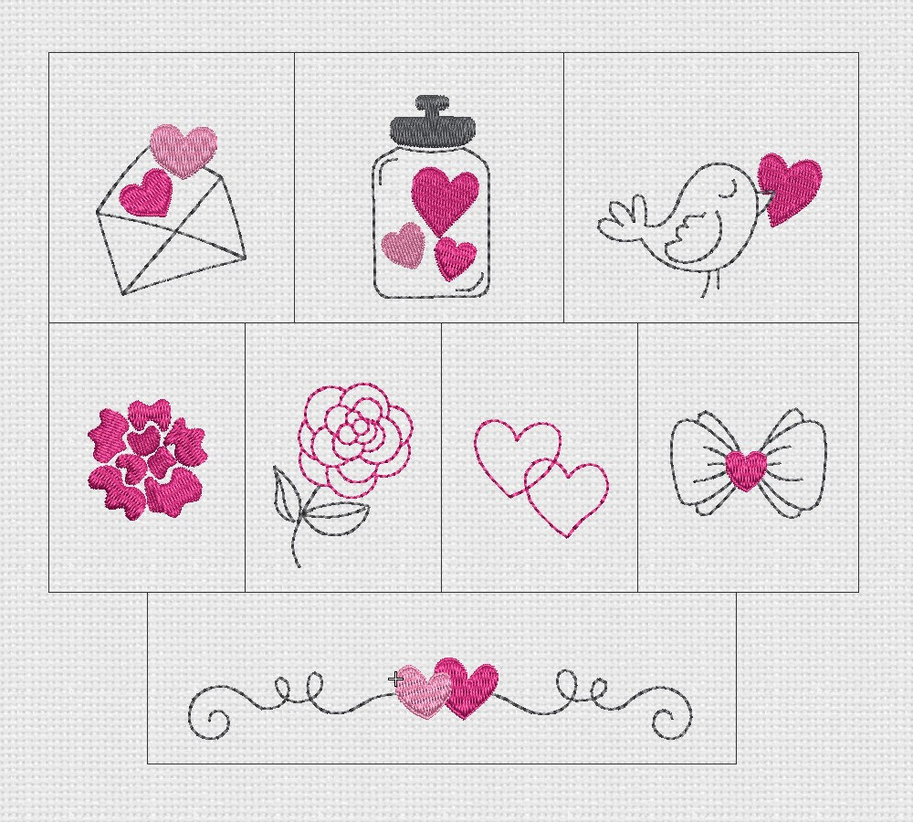 Romantic Embroidery Design Love Set Machine Embroidery Designs | Etsy