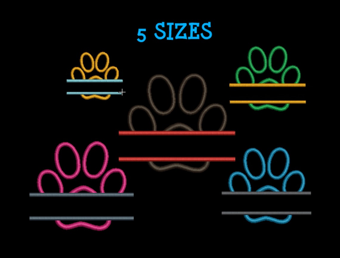 Split Paw Print Embroidery Design Dog Paw Print Machine - Etsy