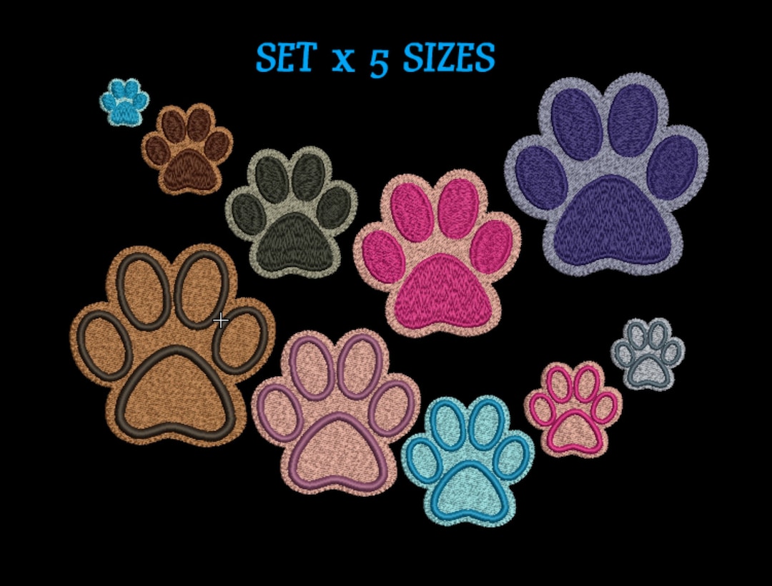 SET Paw Print Embroidery Design Dog Paw Print Machine Embroidery Design ...