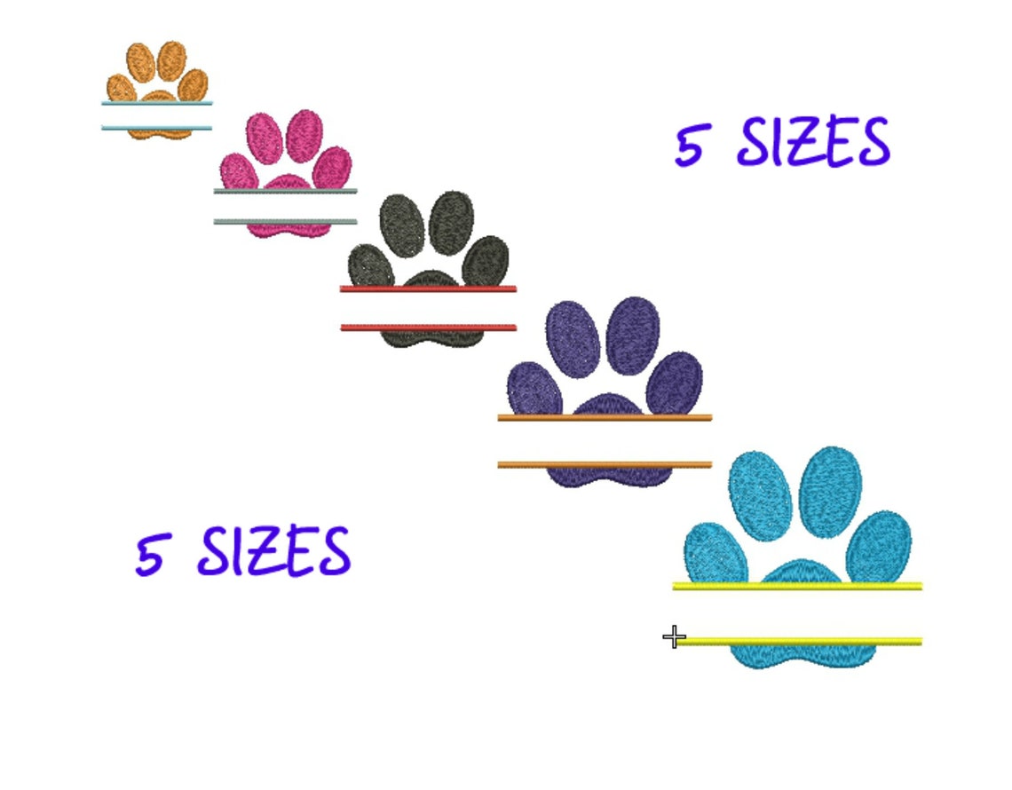 Split Paw Print Embroidery Design Dog Paw Print Machine - Etsy