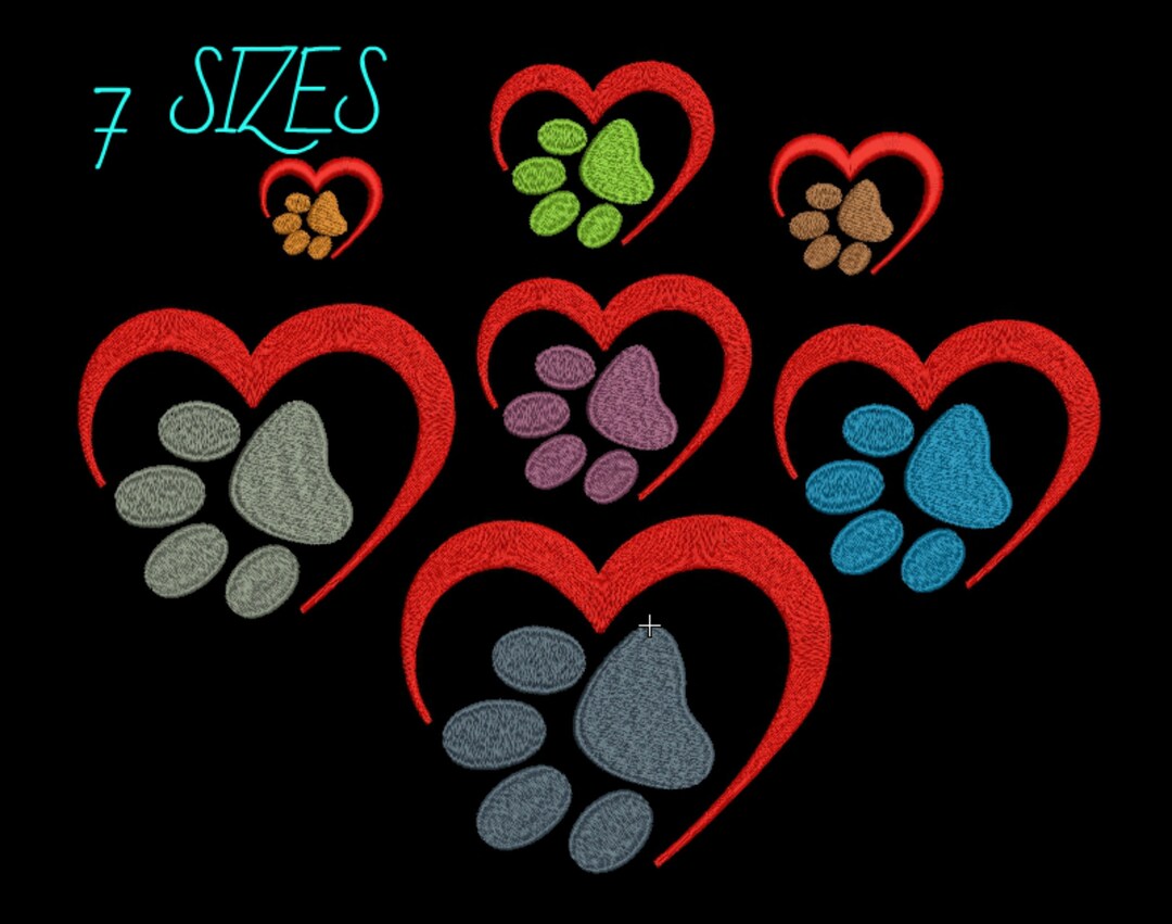 Paw Print Embroidery Design Pet Love Dog Machine Embroidery Designs Dog ...