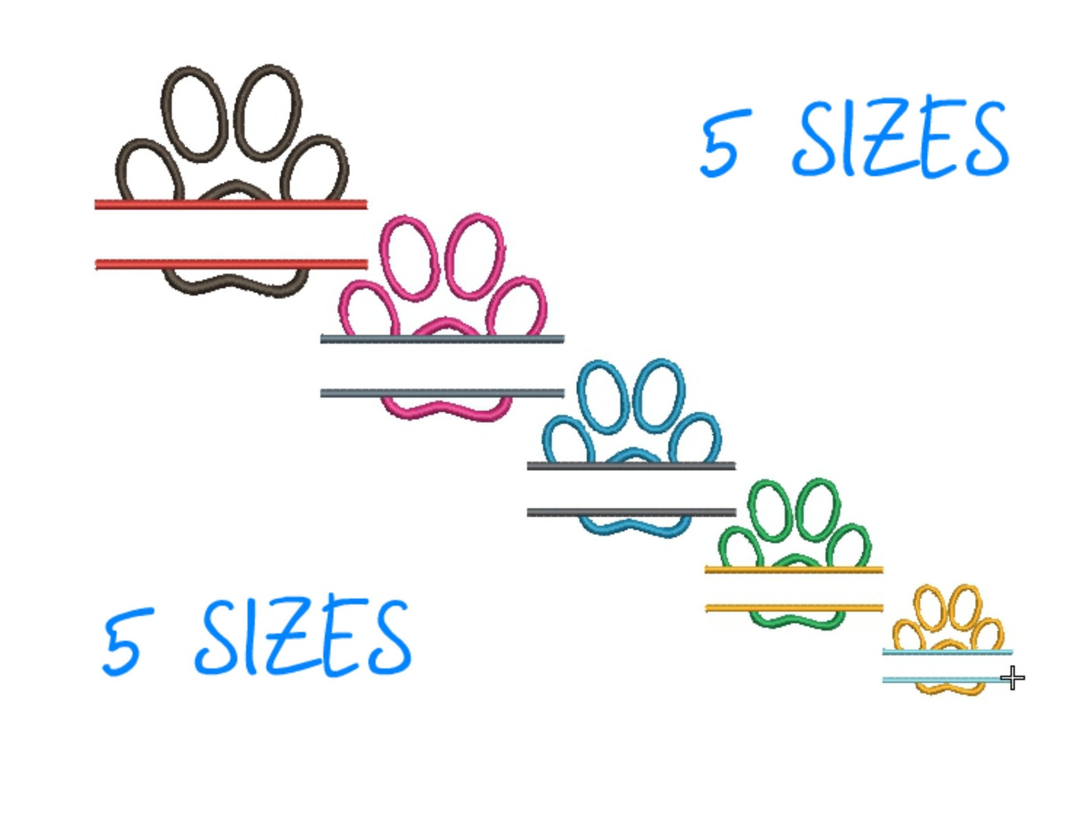 Split Paw Print Embroidery Design Dog Paw Print Machine - Etsy