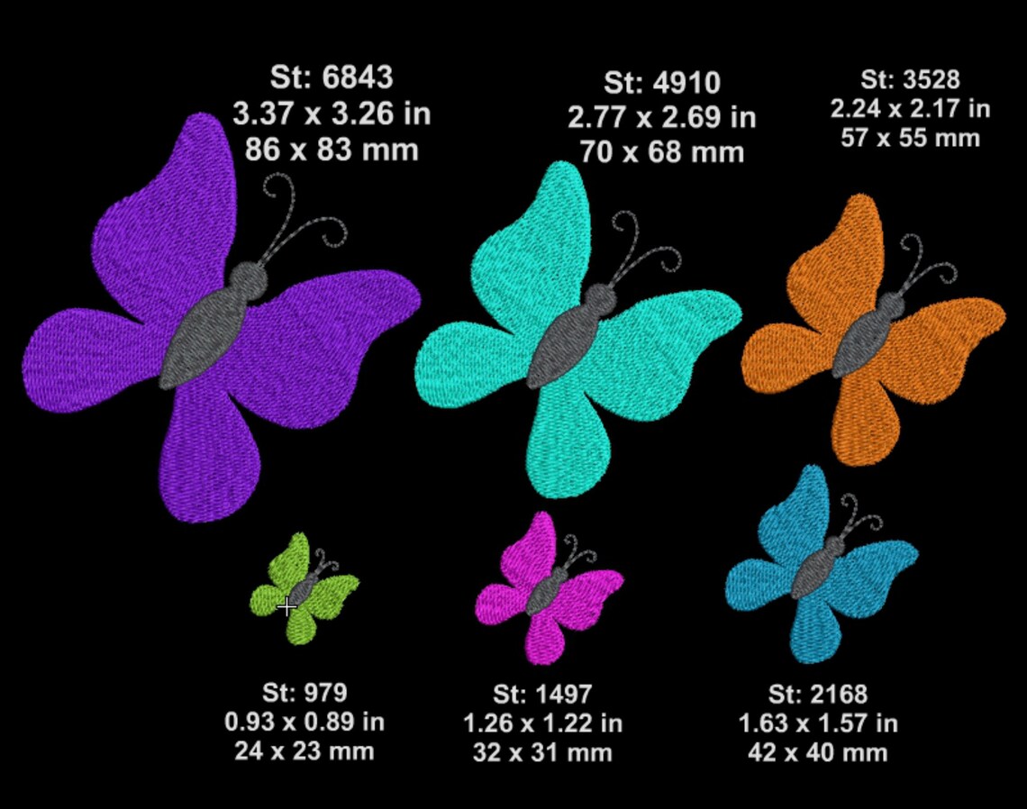 Butterfly Embroidery Design Butterflies Set Embroidery Designs - Etsy