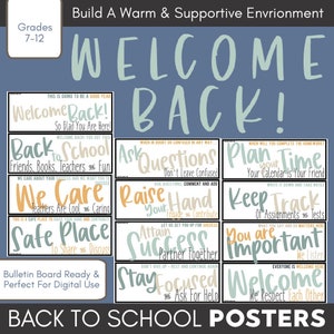 BOHO Neutral Back to School Bulletin Board Posters: Banners, Classroom ...