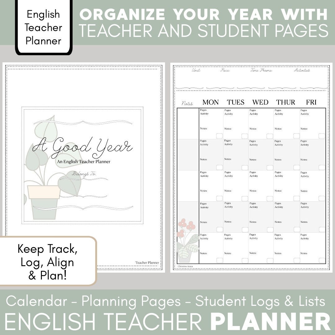Boho Neutral Plant Teacher and Student Planner: Logs, Lists, Unit ...