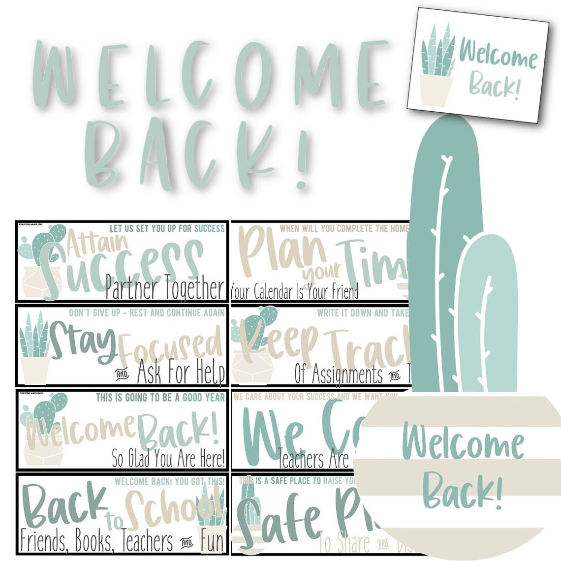 Cactus BOHO Classroom Welcome Back to School Poster Pack: Bulletin ...