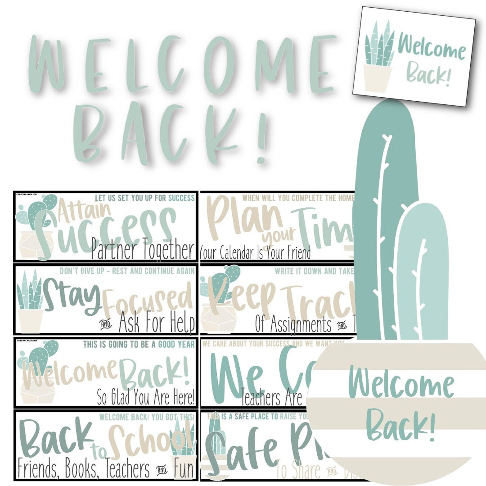 Cactus BOHO Classroom Welcome Back to School Poster Pack: Bulletin ...