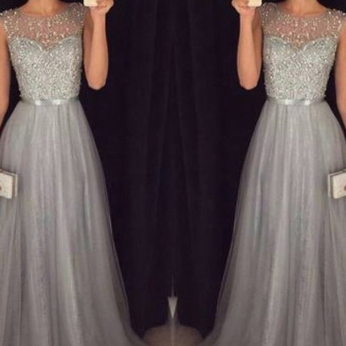 Silver Grey Illusion Sheer Lace Flower Girl Dress M0062B - Etsy