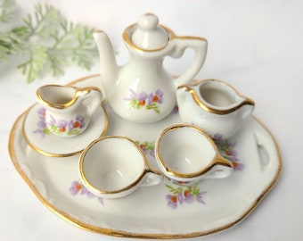 Miniature Porcelain Tea Set - Etsy