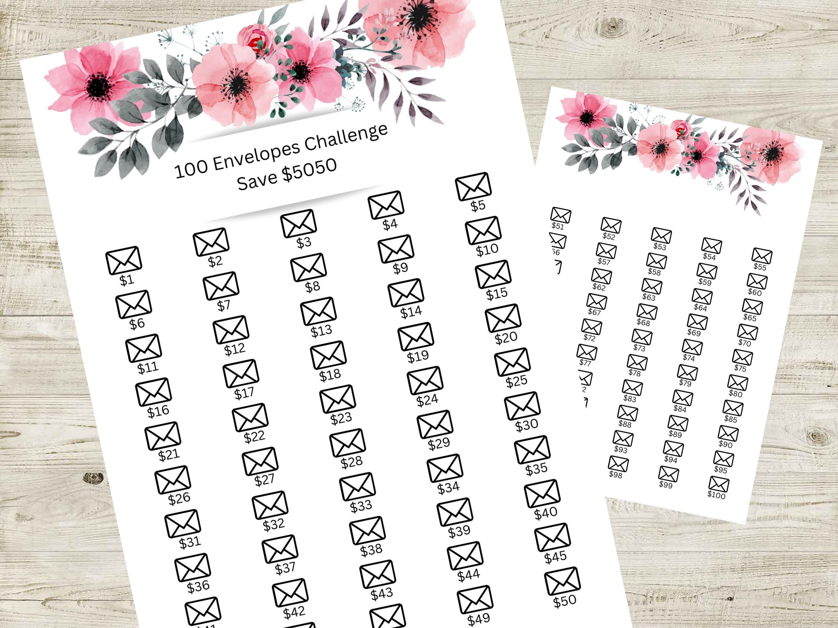 Money Saving Envelope Challenge, Money Saving Tracker, Savings Goals ...