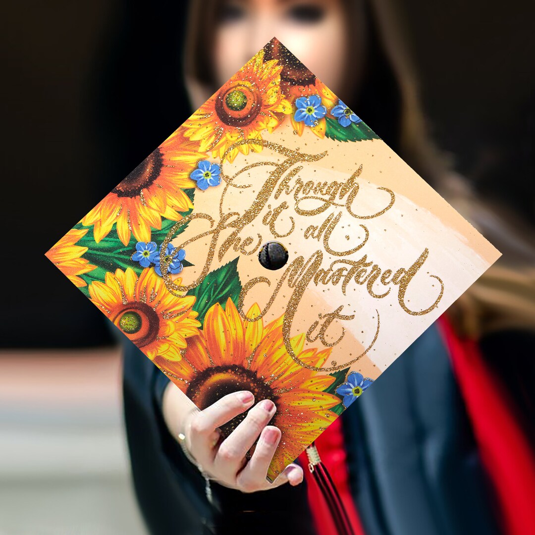 Through It All She Mastered It｜grad Cap Toppers-graduation Caps ...