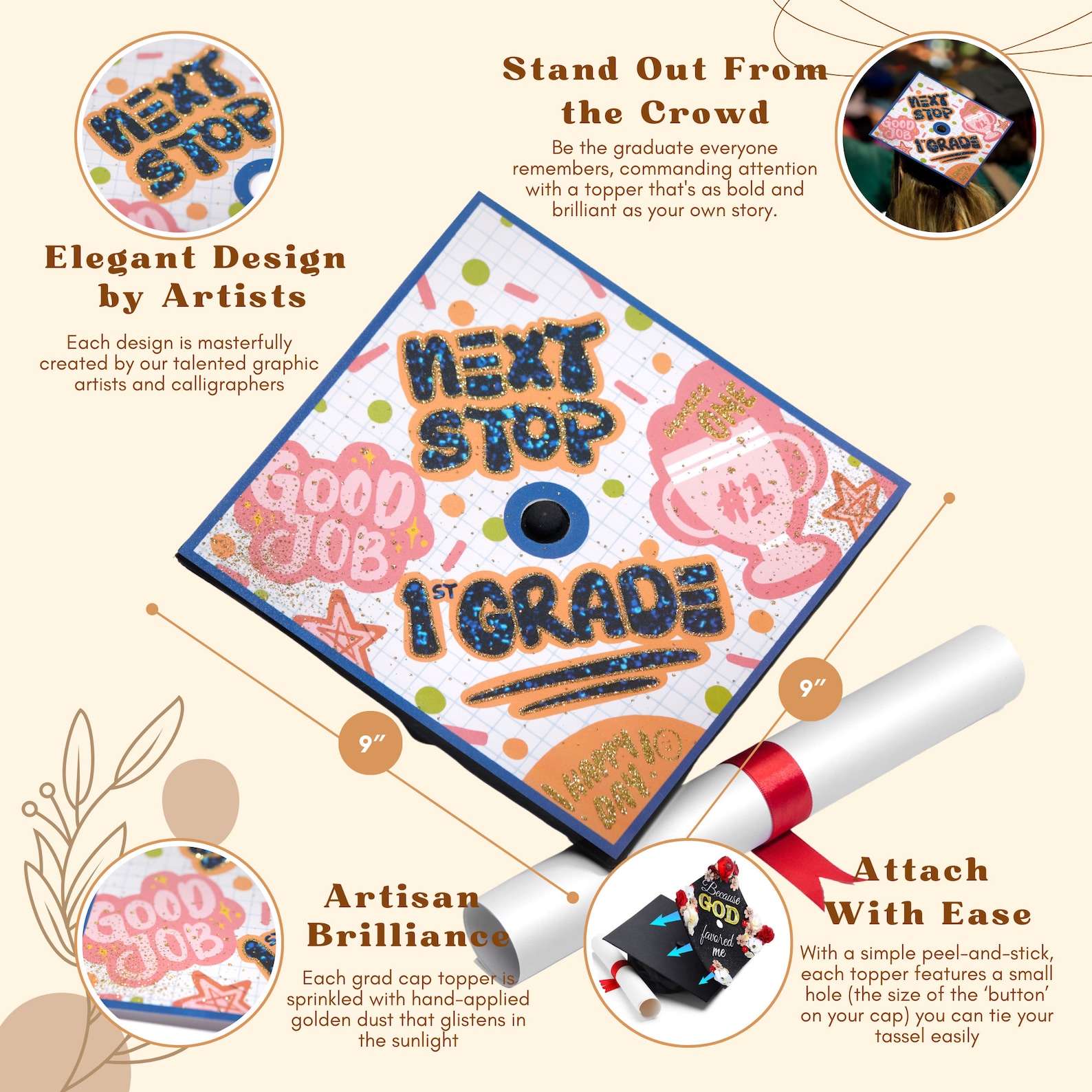 Next Stop 1st Grade｜kindergarten Graduation Cap Topper-designer Grad ...