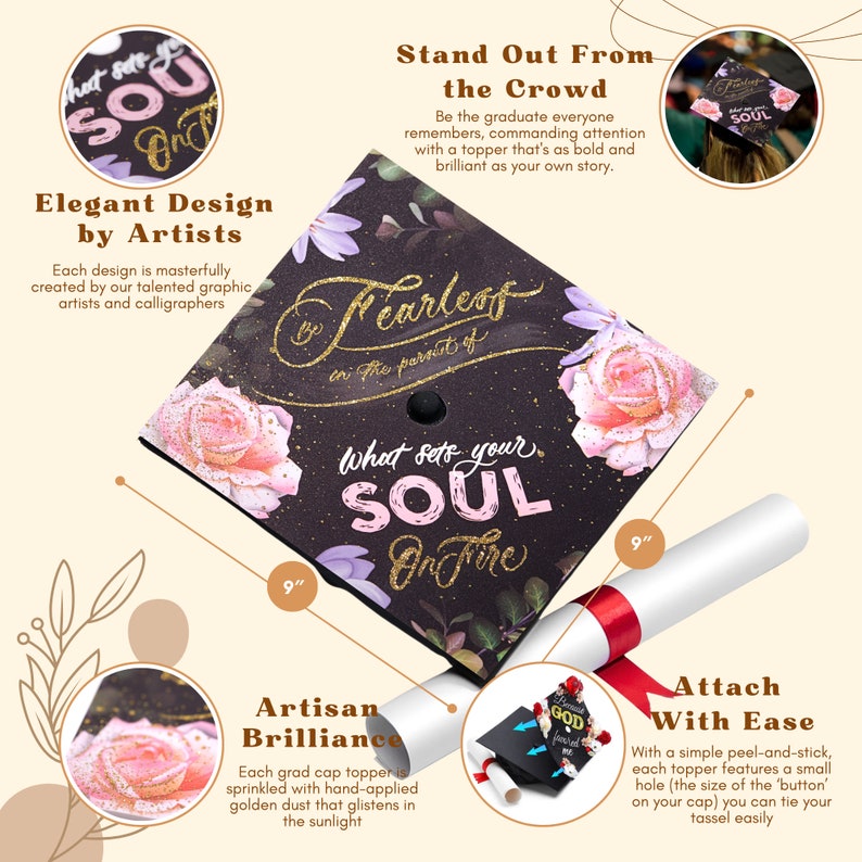 Be Fearless in the Pursuit of What...| Grad Cap Toppers-graduation Caps ...