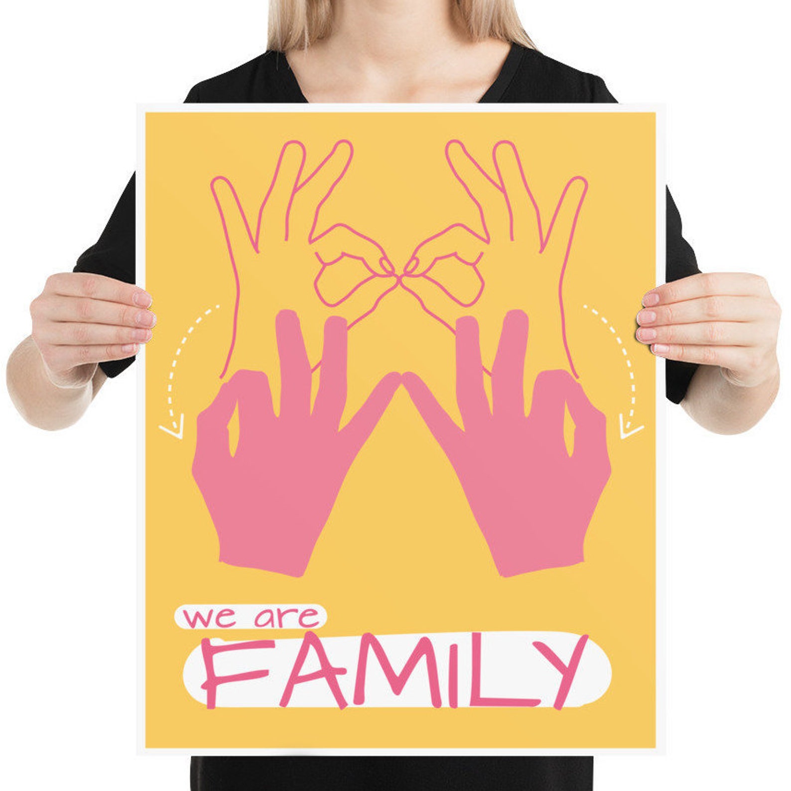 Sign Language Wall Decor We Are Family Poster Pink and | Etsy