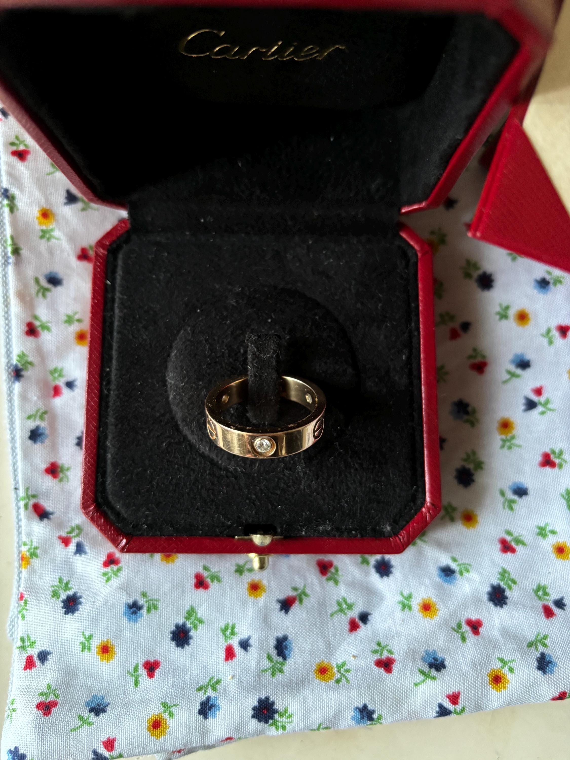 Cartier Love Collection Diamond Ring Rose Gold 18ct Size 61 - Etsy