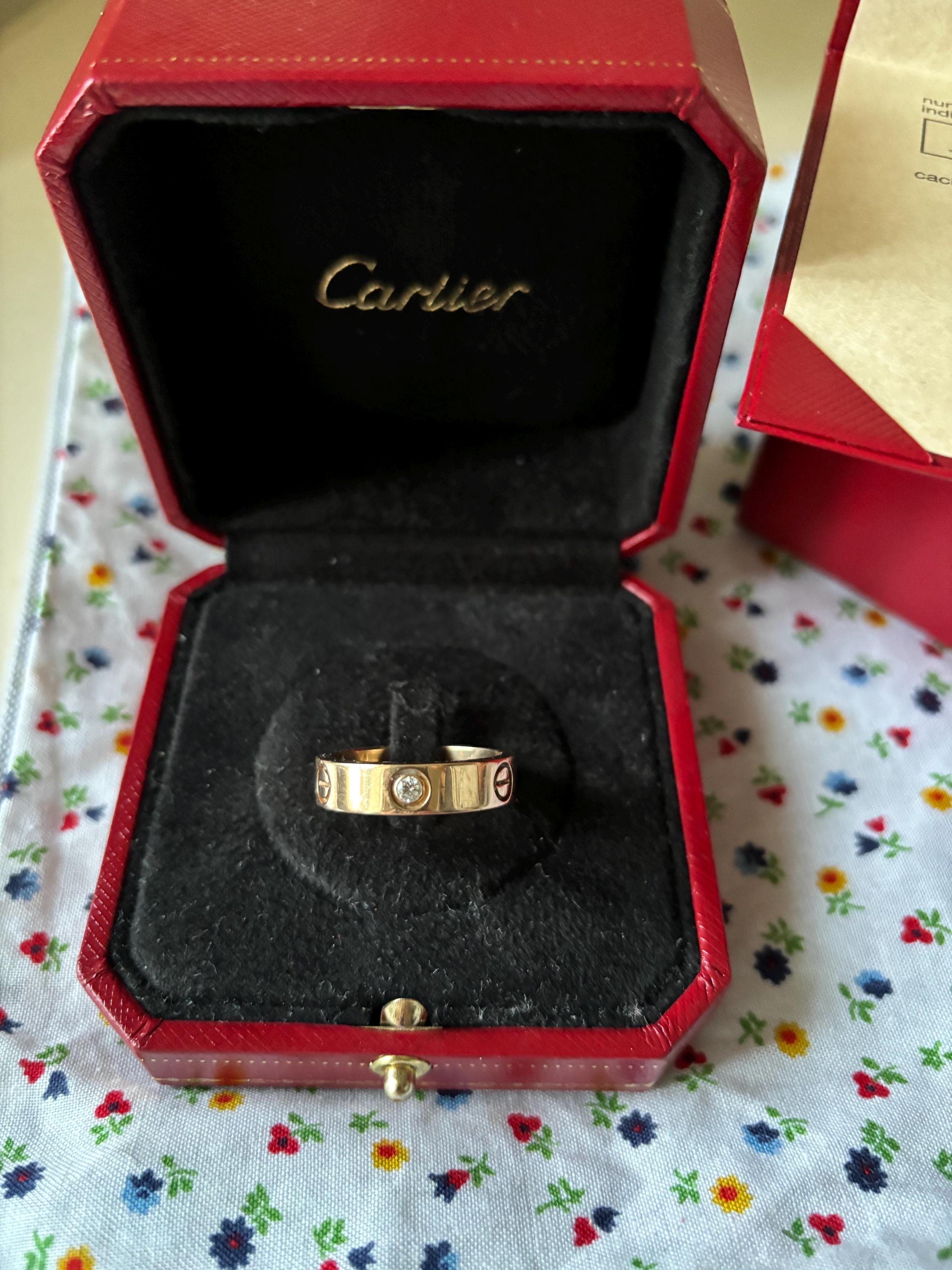 Cartier Love Collection Diamond Ring Rose Gold 18ct Size 61 - Etsy
