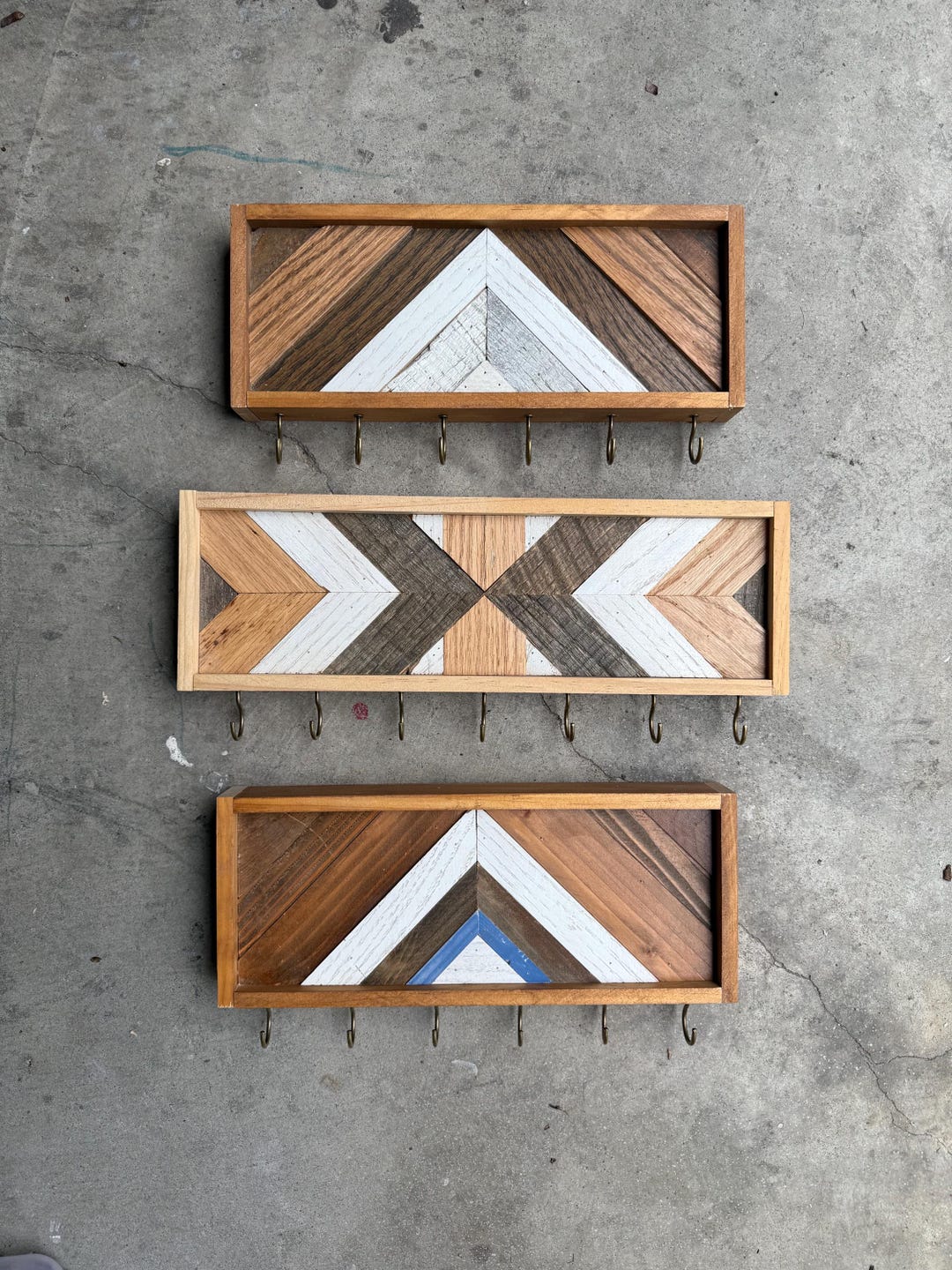 Wood Mosaic Key/coat Rack- Reclaimed Wood Mountain - Etsy