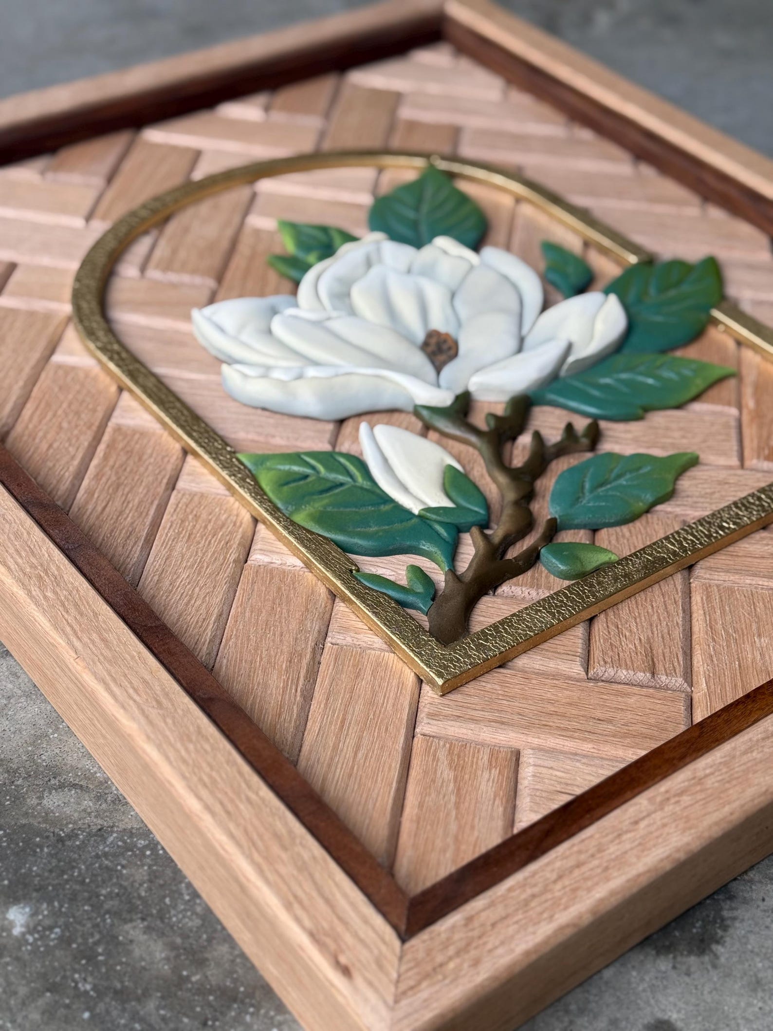 Magnolia Arch Fine Wood Art- Scroll Saw Art- Gold, Oak, Statement - Etsy