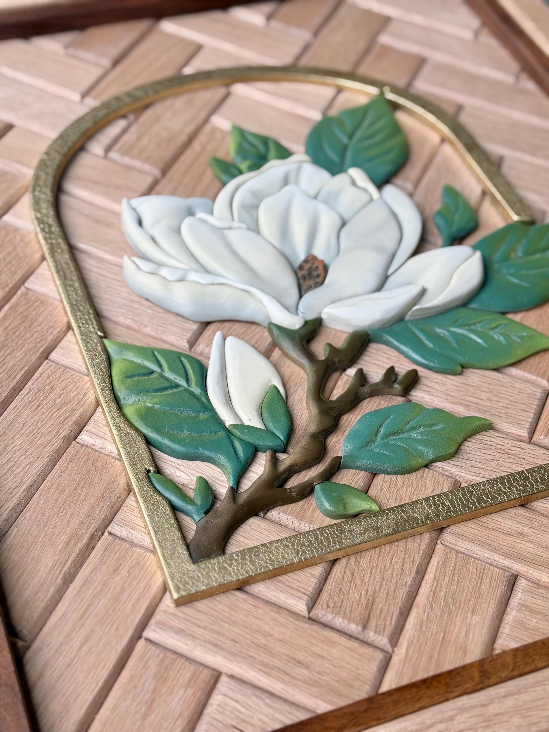 Magnolia Arch Fine Wood Art- Scroll Saw Art- Gold, Oak, Statement - Etsy
