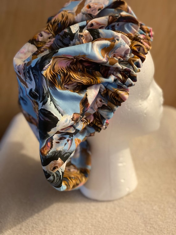 Custom Made Cow Print Adult Bonnet Satin Bonnet Sleep - Etsy