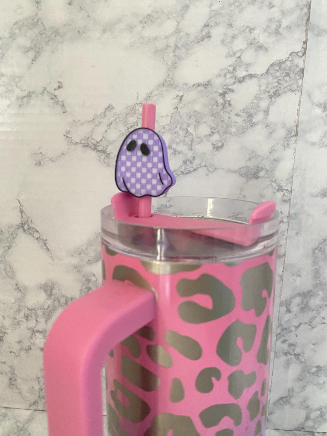 Purple Checker Ghost 3D Printed Straw Topper, Drinking Straw, Standard ...