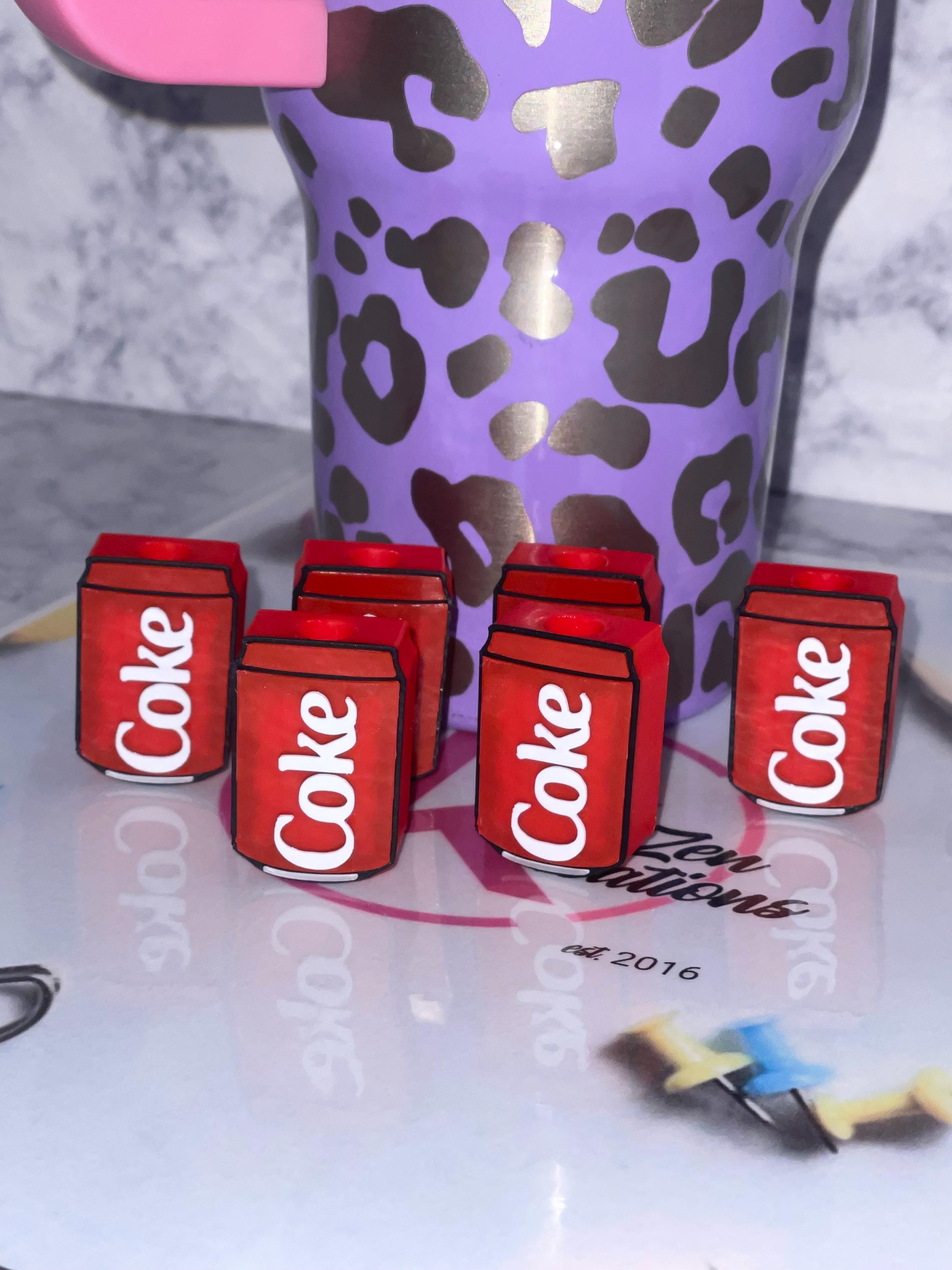 3D Printed Coke, Soda Straw Topper, Pop, Red Can, Drinking Straw ...
