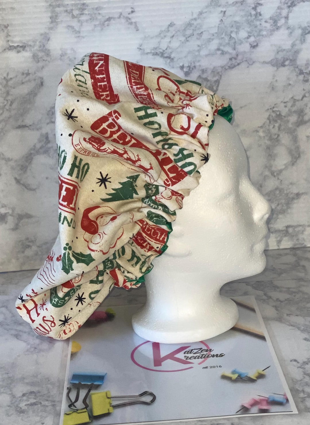 Custom Made Santa. Adult Bonnet, Satin Bonnet, Sleep Cap,satin Lined ...