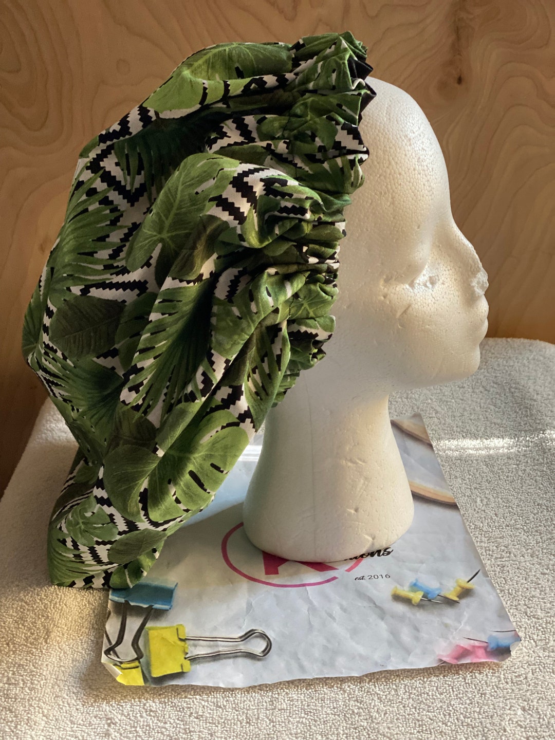 Custom Made Jungle Adult Bonnet, Satin Bonnet, Sleep Cap,satin Lined ...