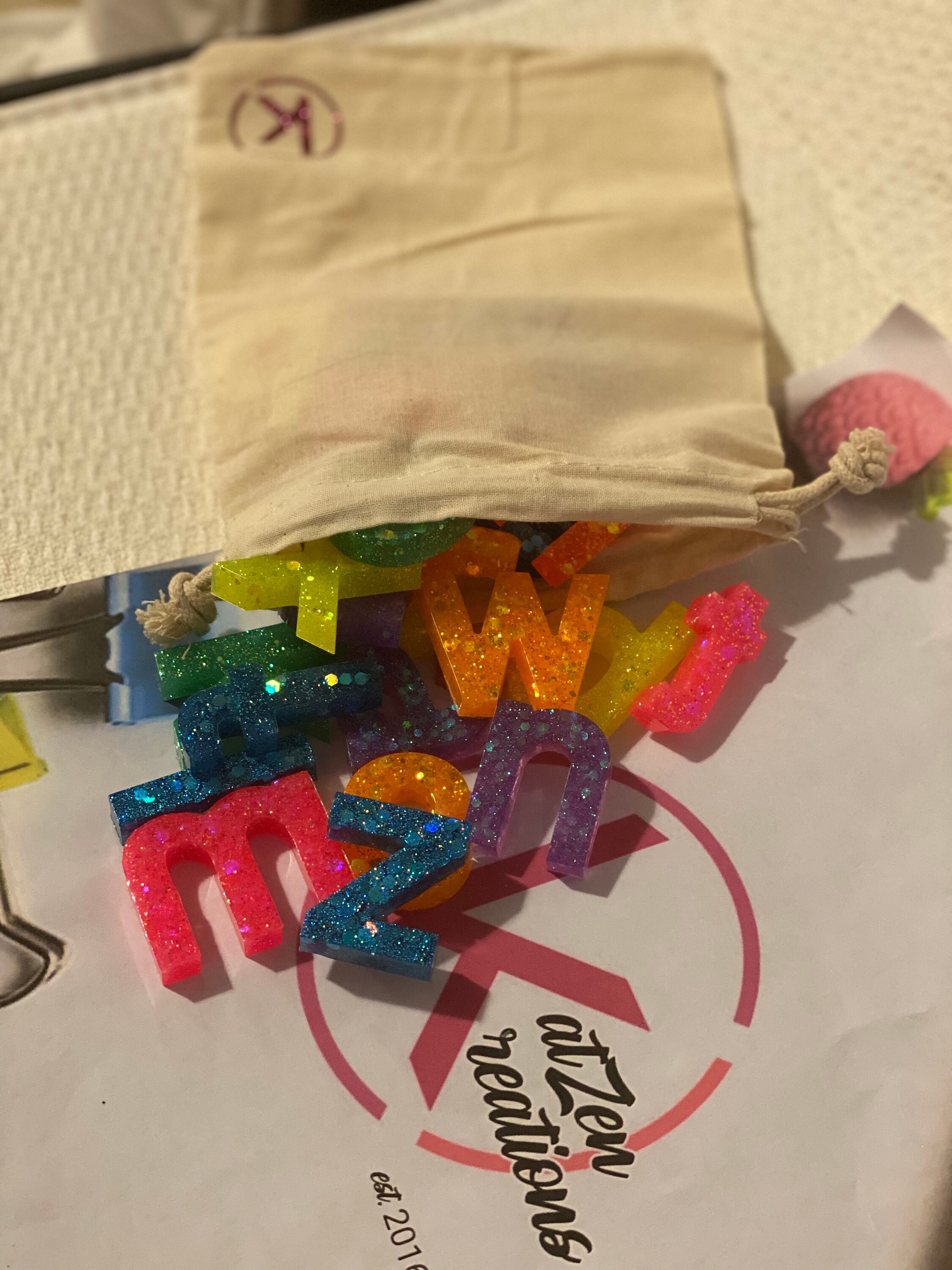 LowerCase Bright Alphabet Resin Set Spelling Set Glitter | Etsy