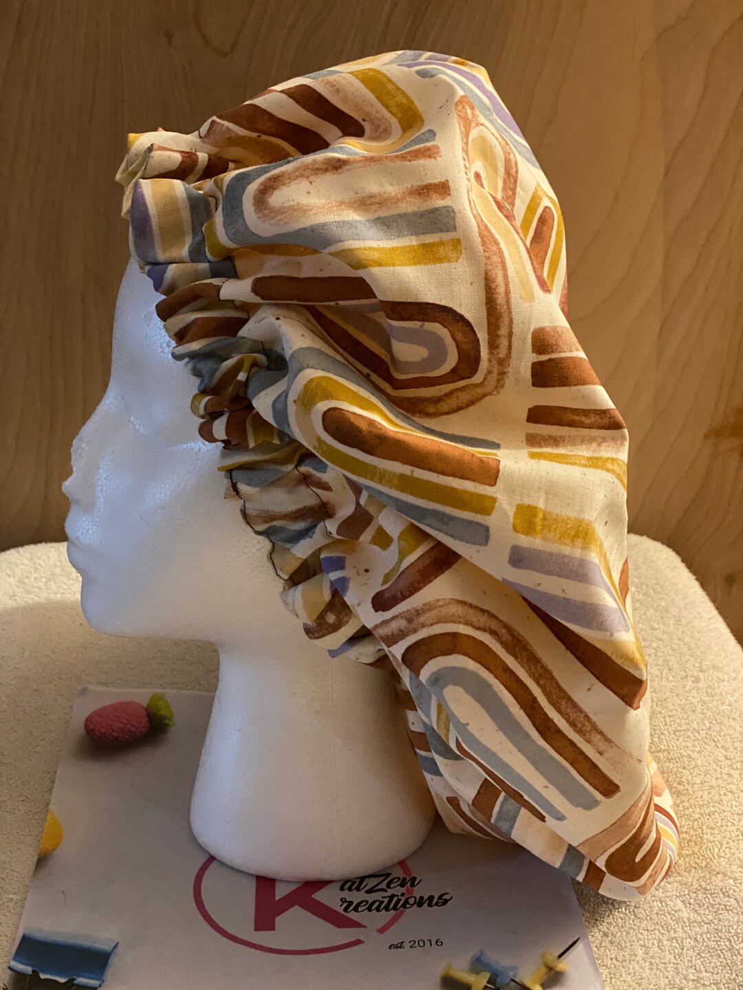 Custom Made Boho Rainbow Adult Bonnet, Satin Bonnet, Sleep Cap, Satin ...