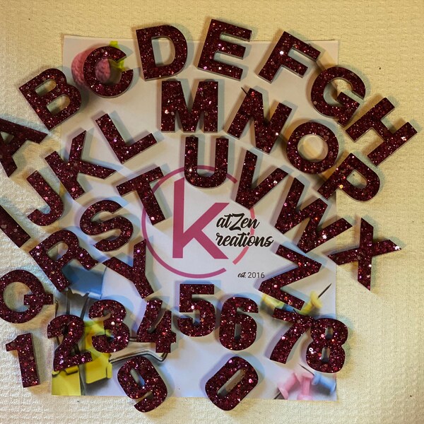 Burgundy Glitter Letters - Etsy