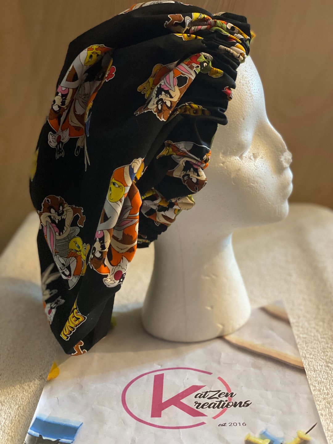 Custom Made Toon Adult Bonnet, Satin Bonnet, Sleep Cap,satin Lined ...
