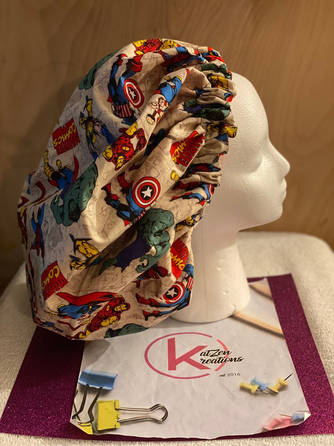 Custom Made Comic Adult Bonnet, Satin Bonnet, Sleep Cap,satin Lined ...