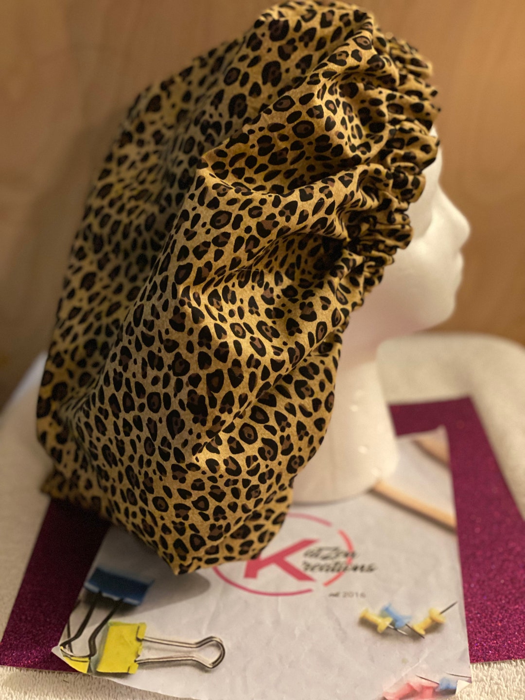 Custom Made Animal Print Adult Bonnet, Satin Bonnet, Sleep Cap,satin ...