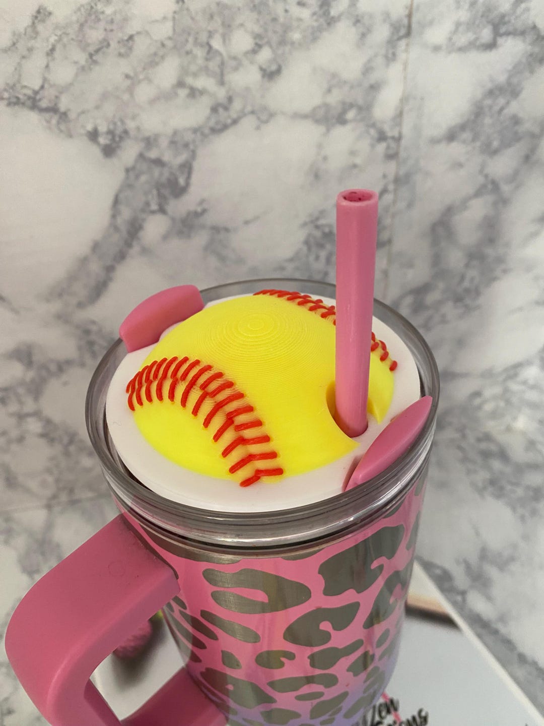 3D Printed Softball Topper for Stanley Style 30 or 40oz Tumbler Drink ...