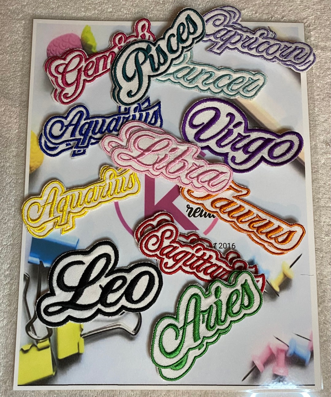 Zodiac Sign Patches, Embroidered Design, Virgo, Taurus, Aquarius ...