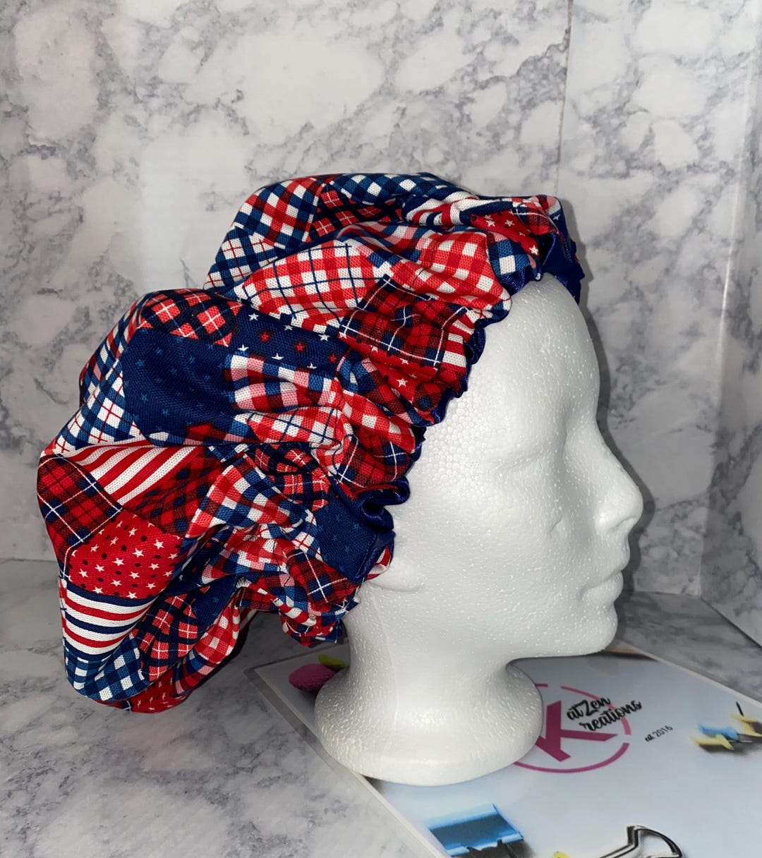 Custom Made Patch Work Adult Bonnet, Satin Bonnet, Sleep Cap,satin ...