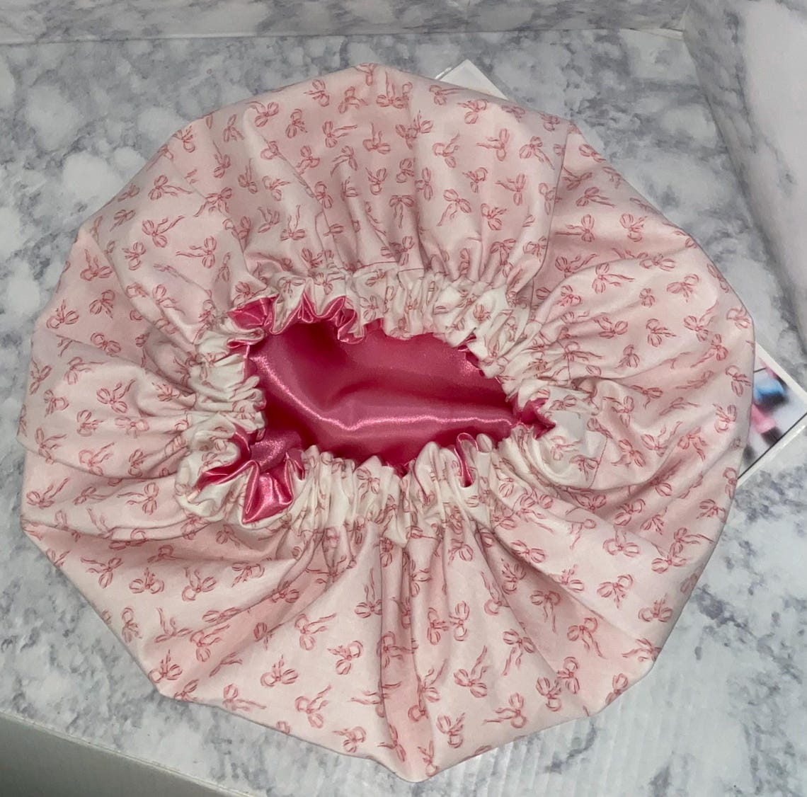 Custom Made Pink Bows Adult Bonnet, Satin Bonnet, Sleep Cap,satin Lined ...