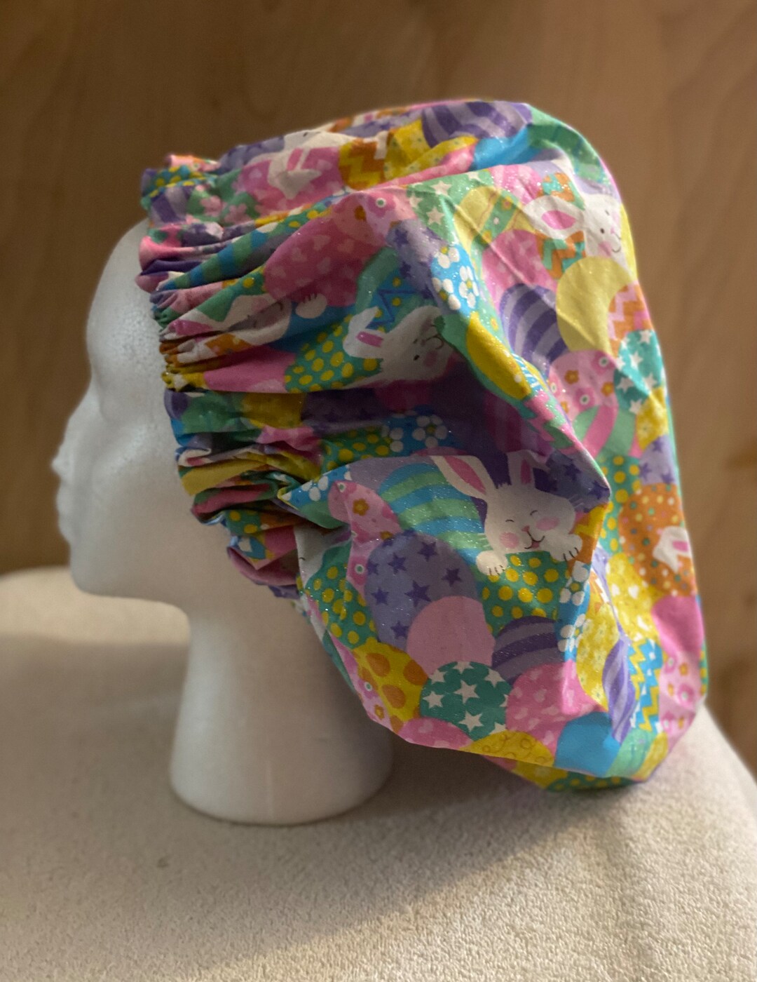 Custom Made Easter Bunny Adult Bonnet, Satin Bonnet, Sleep Cap, Hair ...