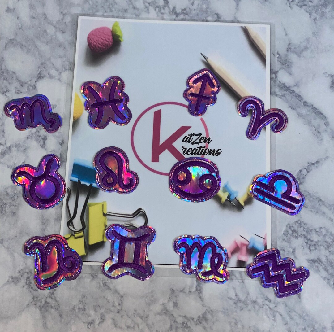 Zodiac Sign Patches, Embroidered Design, Virgo, Taurus, Aquarius, Scorpio, Aries, Capricorn ...