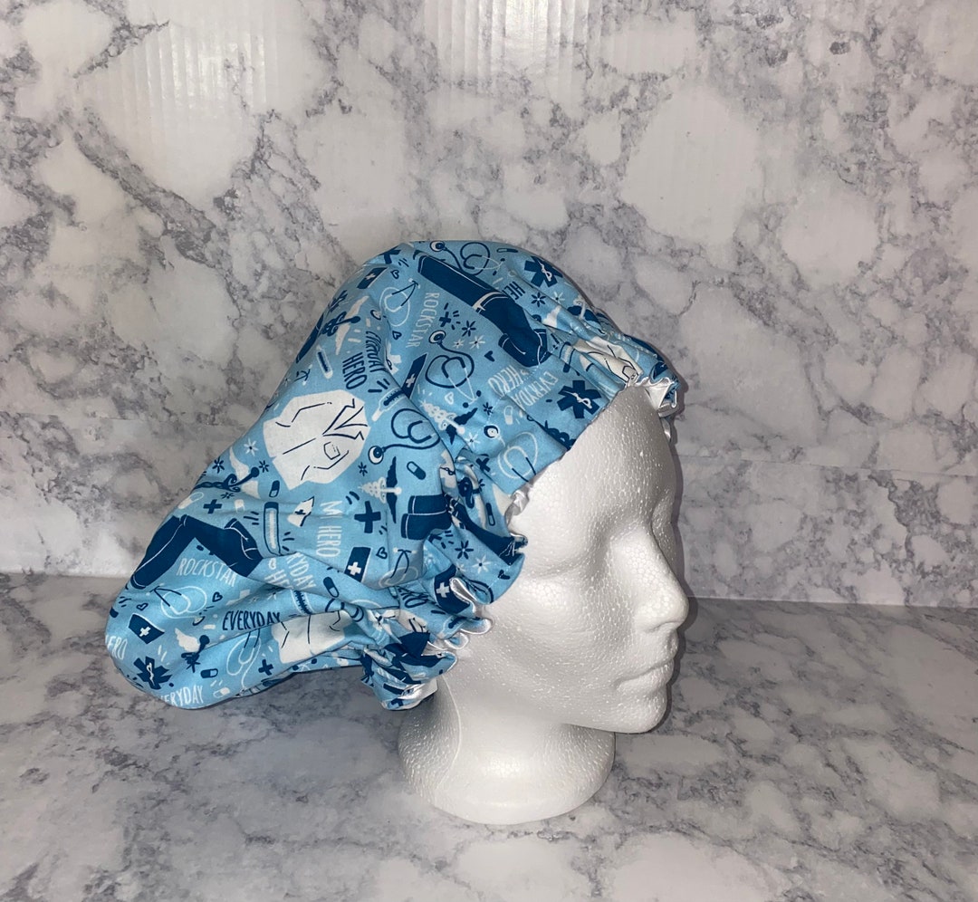 Custom Made Medical Adult Bonnet, Satin Bonnet, Sleep Cap, Satin Lined ...