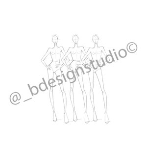 Fashion Female Croqui Template - Front and Back - Etsy