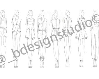 Female Croqui Template Line up II Single Sheet - Etsy