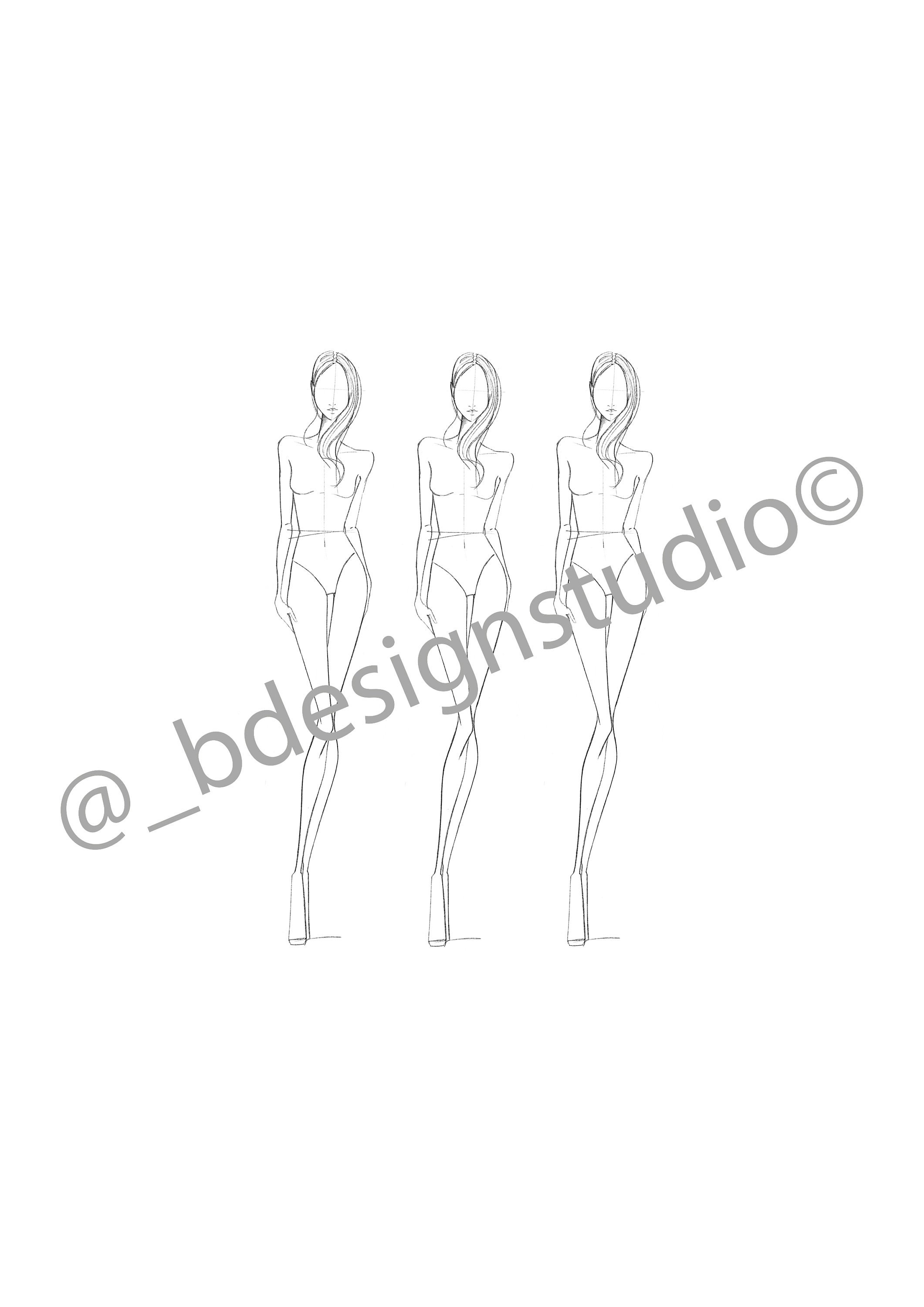 Female Fashion Croqui Template Couture Single Sheet - Etsy UK