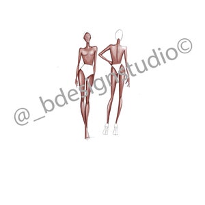 Fashion Female Croqui Template - Front and Back - Etsy