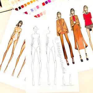 Female Croqui Template - Fashion Illustration Front and Back View - Etsy